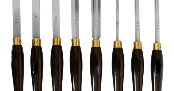 CHISEL SET WOOD TURNING HSS 8 PIECE WOODEN CASE