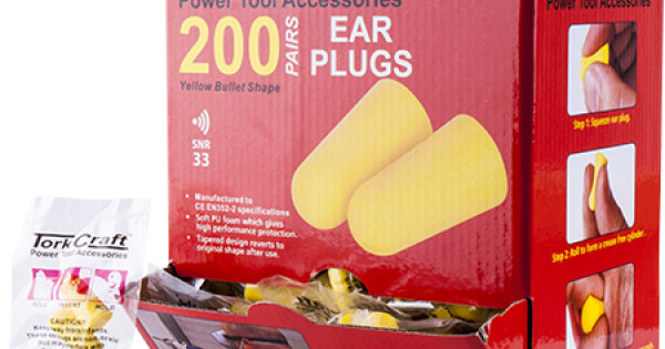 EAR PLUG 200PC BULLET SHAPE SNR33 YELLOW PER BOX