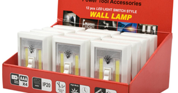 LIGHT SWITCH DISPLAY BOX 12PCE LED 200LM USE 3XAAA BAT TORK CRAFT